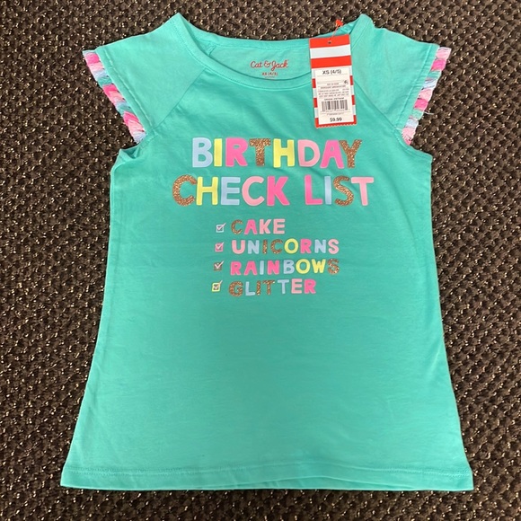 Cat & Jack | Shirts & Tops | Girls Cat Jack Birthday Checklist Tee Nwt ...